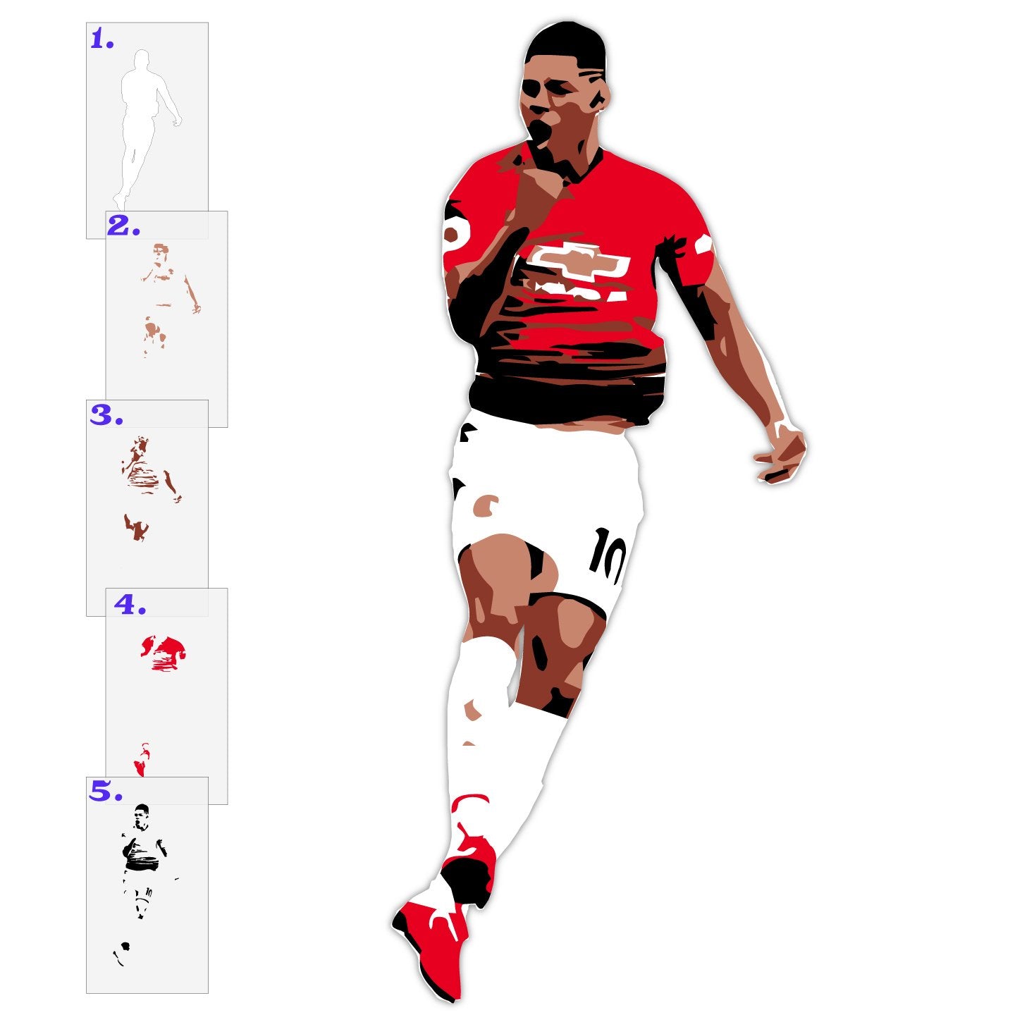 Marcus Rashford Celebration Layered Stencil Set | Stencil Stop